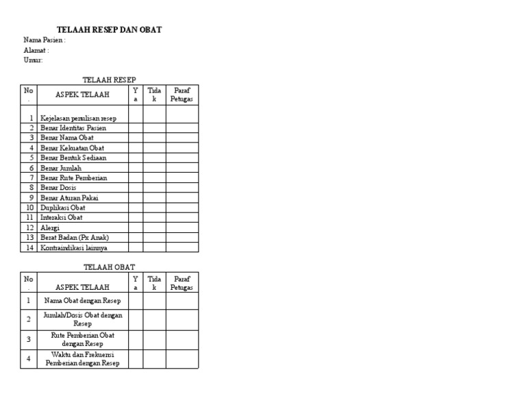 Telaah Resep dan Obat yang Benar | PDF