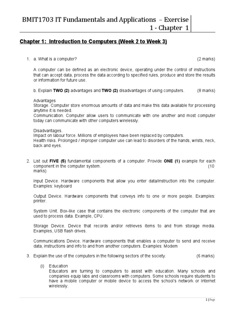 Chapter 1 Introduction To Computers | PDF | Internet | Input/Output