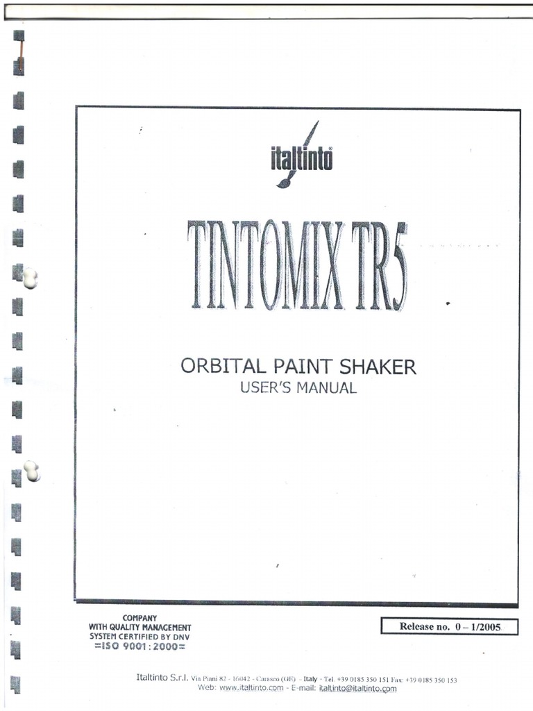Tintomix TR5 Orbital Paint Shaker - Users Manual | PDF