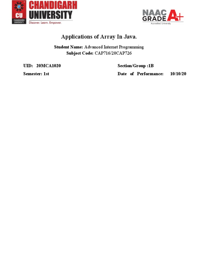 Applications of Array in Java | PDF