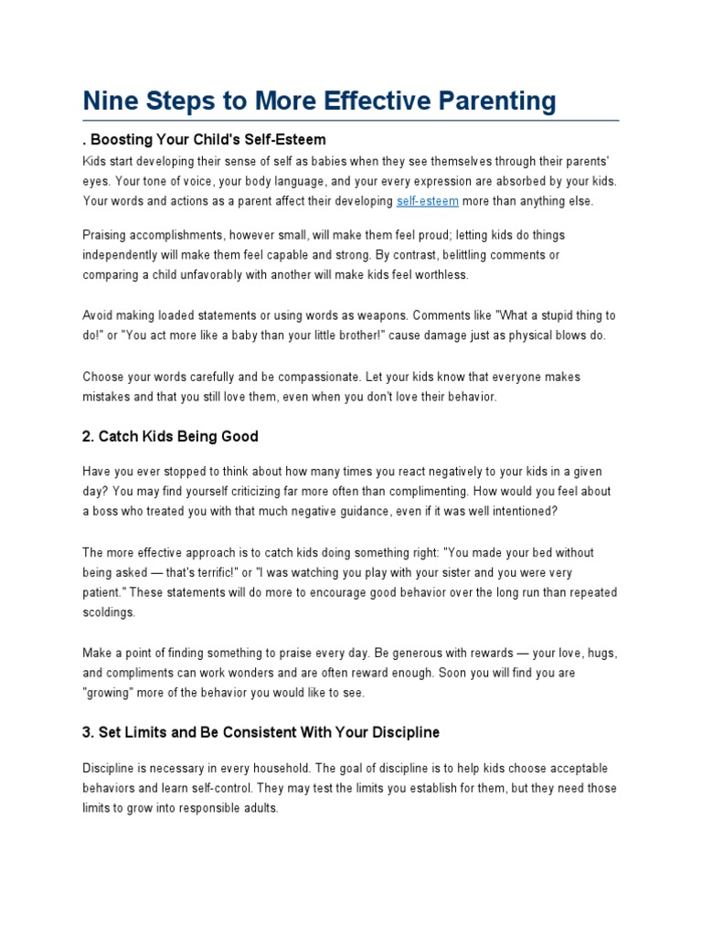 Nine Steps To More Effective Parenting: - Boosting Your Child's Self ...