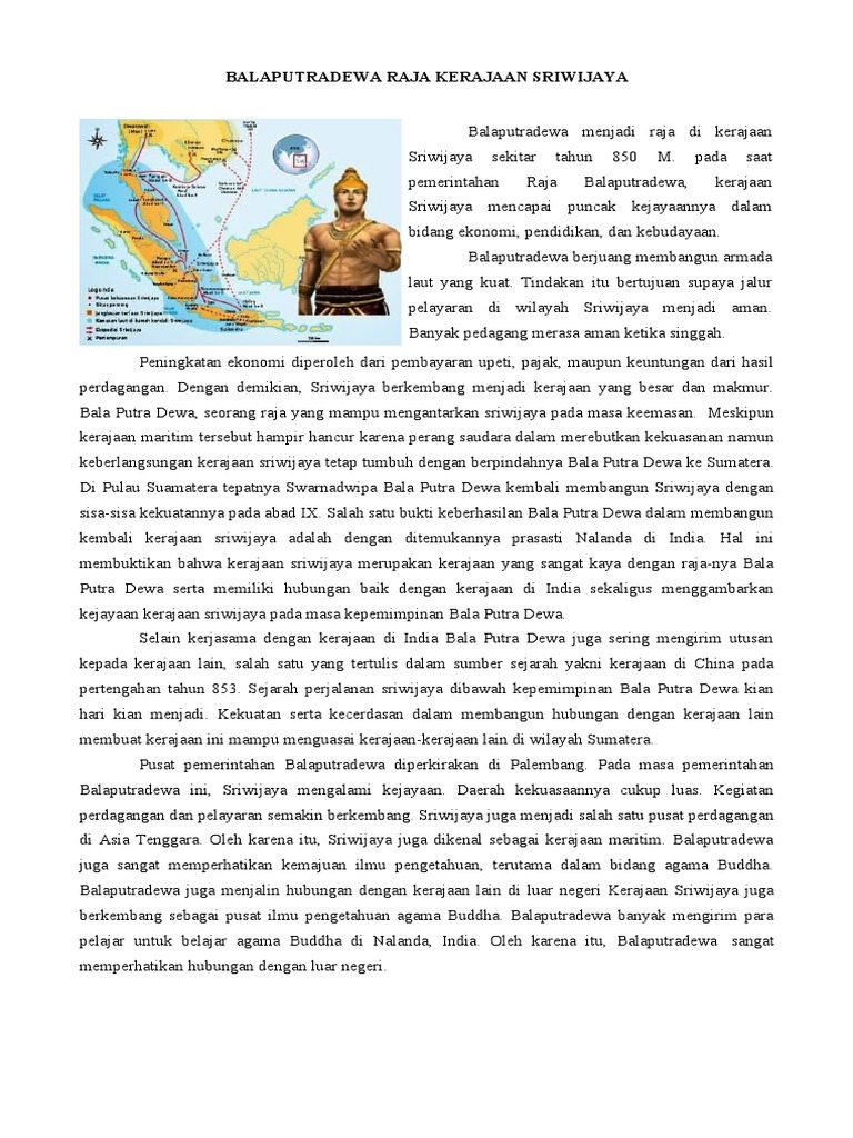 Balaputradewa Raja Kerajaan Sriwijaya | PDF