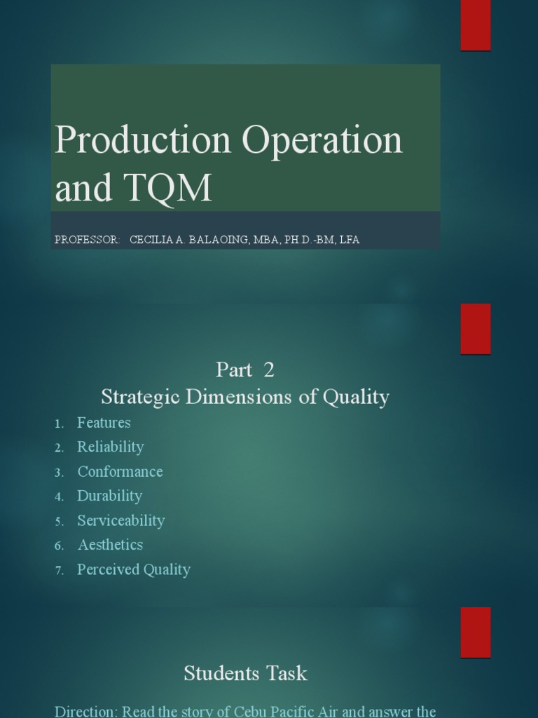 Key Strategic Dimensions of Quality and Recommendations for Improving ...