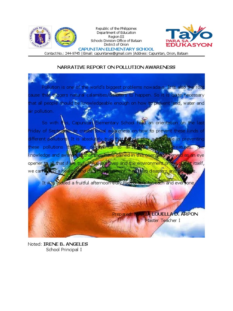 Narrative Report On Pollution | PDF