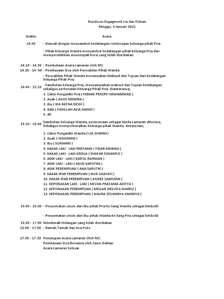 Rundown Lamaran | PDF