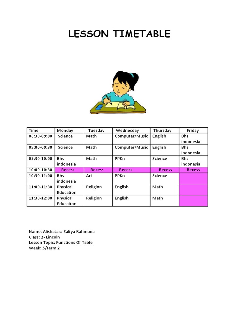 Ict Safiya Lesson Timetable | PDF