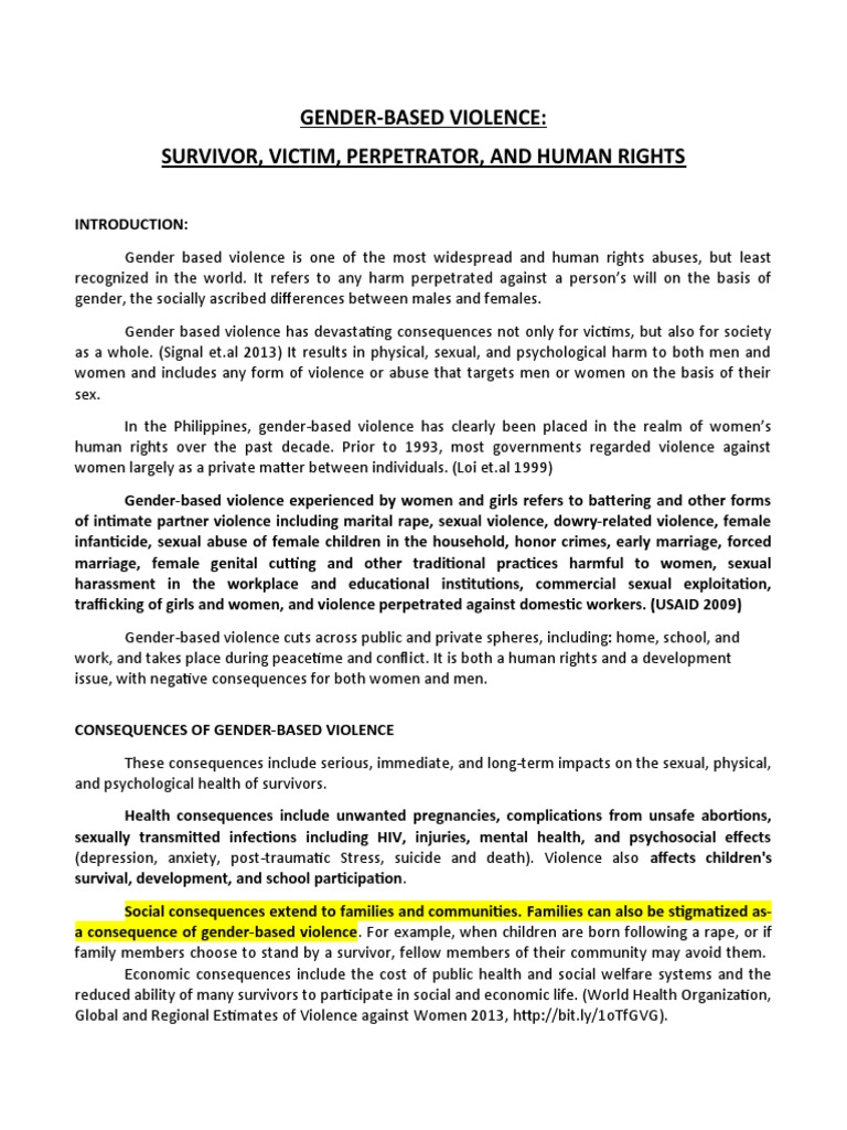 Gender-Based Violence: Impact and Rights | PDF | Violence Against Women ...
