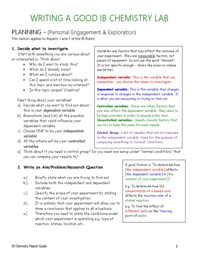 IB Chemistry Lab Report Guide | PDF | Significant Figures | Standard ...