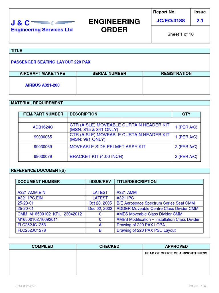 Engineering Order: JC/EO/3188 2.1 | PDF | Aircraft | Aviation