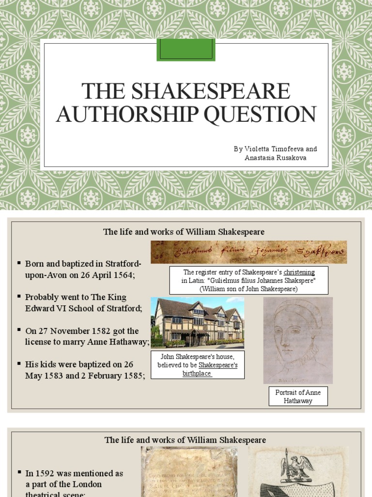 The Shakespeare Authorship Question | PDF | Shakespeare Authorship ...