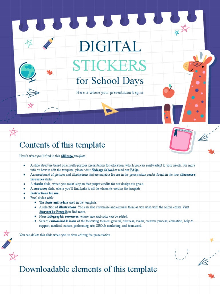 Digital Stickers For School Days by Slidesgo | PDF | Neptune | Planets