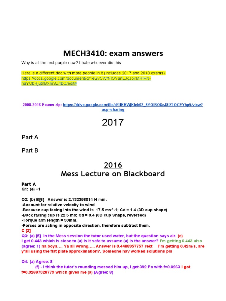 Mech3410 Exams | PDF | Fluid Dynamics | Mach Number
