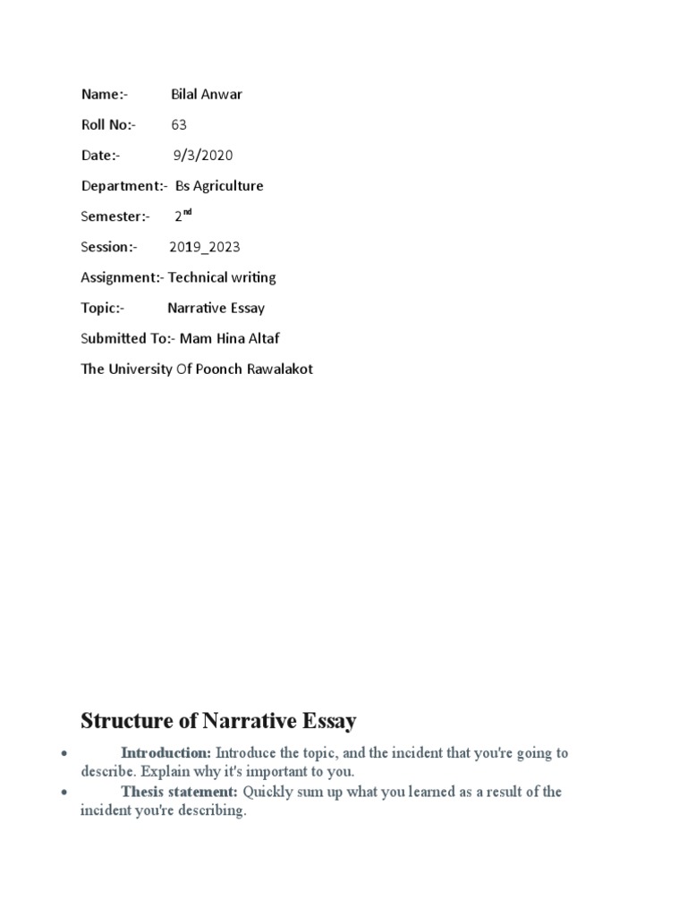 Structure of Narrative Essay | PDF | Essays | Narrative