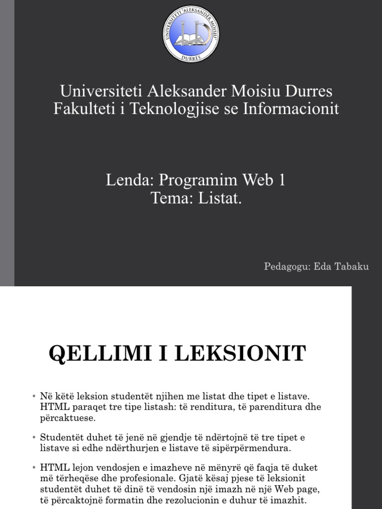 Listat Dhe Image HTML Programim Ne Web | PDF