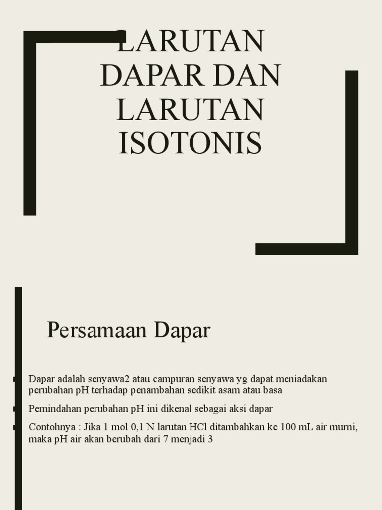 Persamaan Dapar dan Larutan Isotonis | PDF