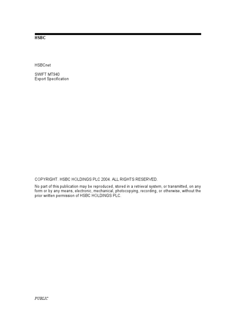 HSBCnet - MY MT940 File Specification | PDF | Financial Transaction ...