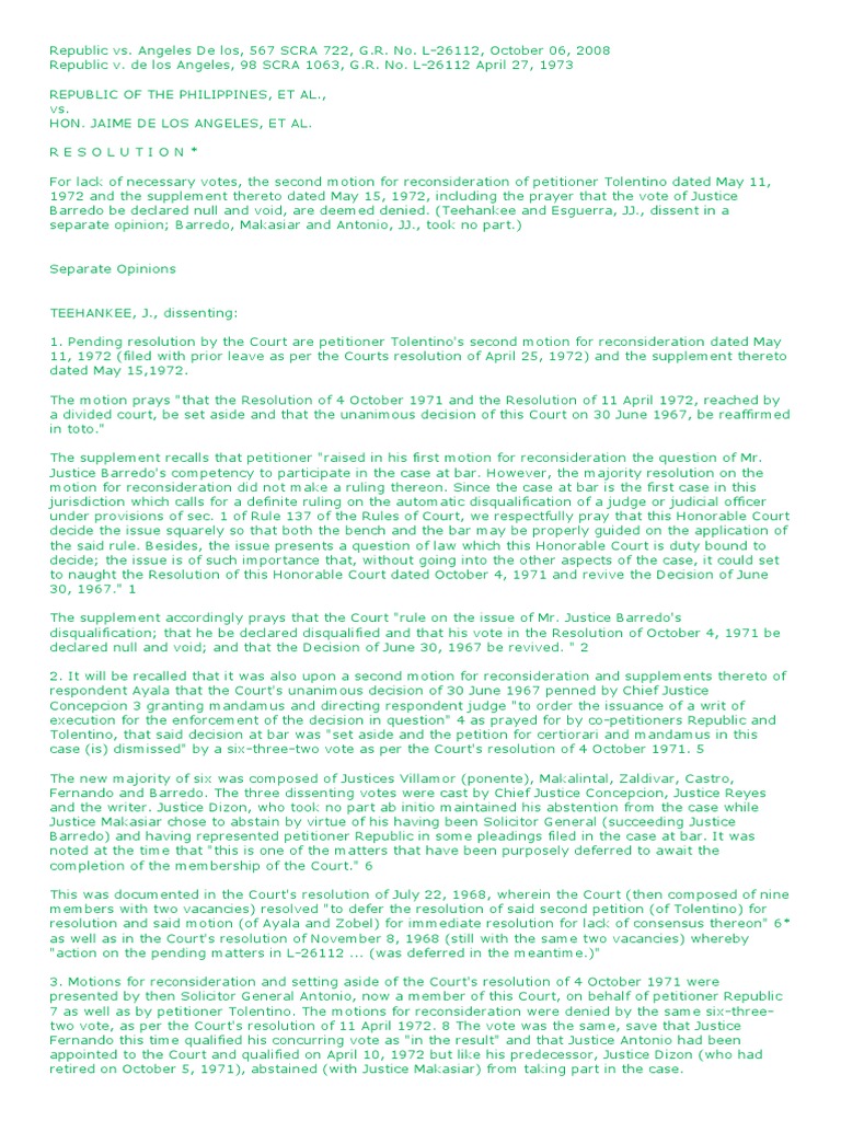 Rule 36 - Republic vs. de Los Angeles | PDF | Mandamus | Judgment (Law)