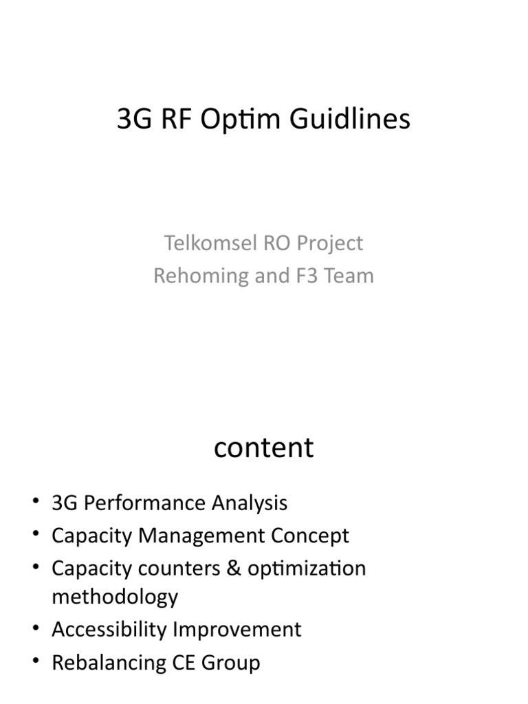3G RF Optim Guidlines (Rehoming&F3Team) | PDF | High Speed Packet Access | Electromagnetic ...