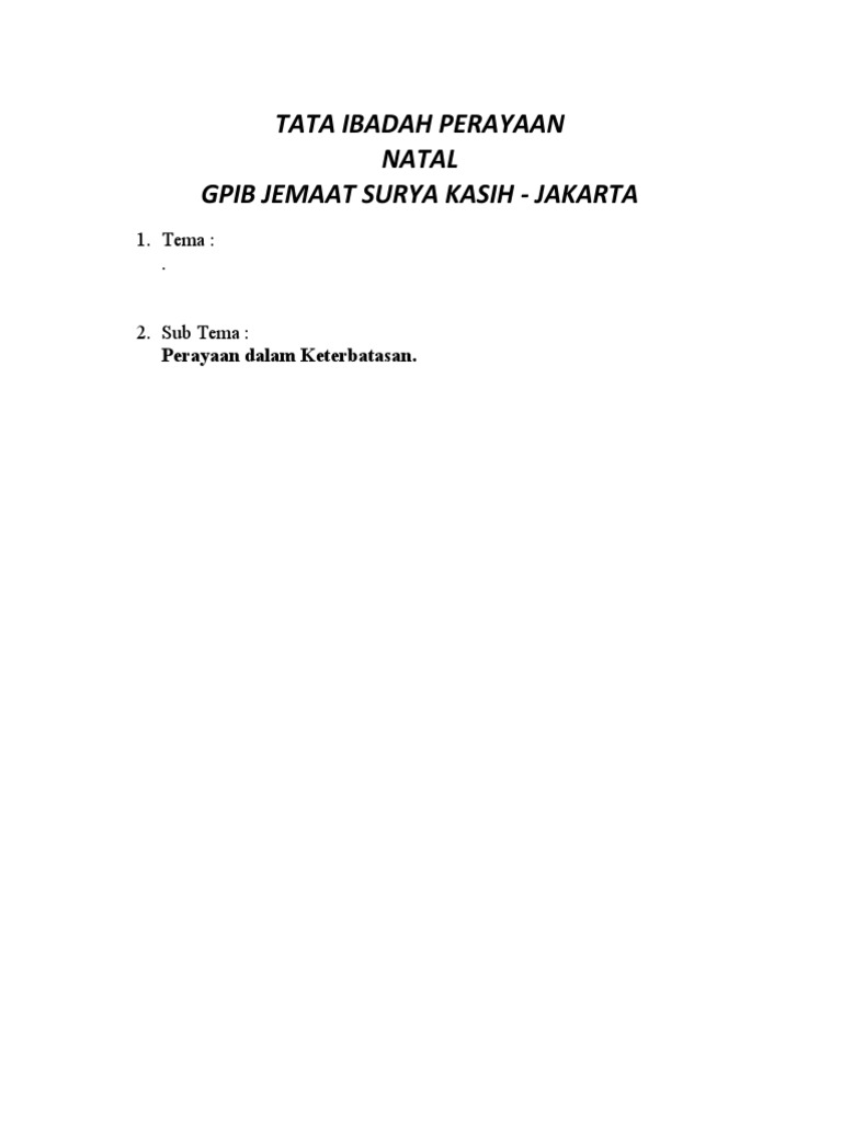 Tata Ibadah Perayaan Natal GPIB SK Online | PDF