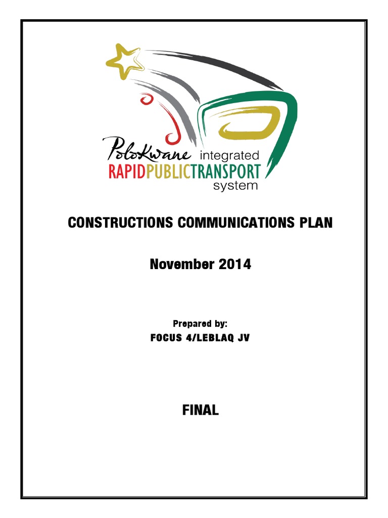 CONSTRUCTION COMMUNICATIONS PLAN FinVer4 | PDF | Monitoring And ...