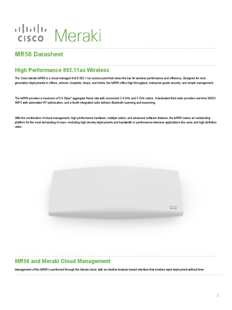 MR56 Datasheet: High Performance 802.11ax Wireless | PDF | Ieee 802.11 ...
