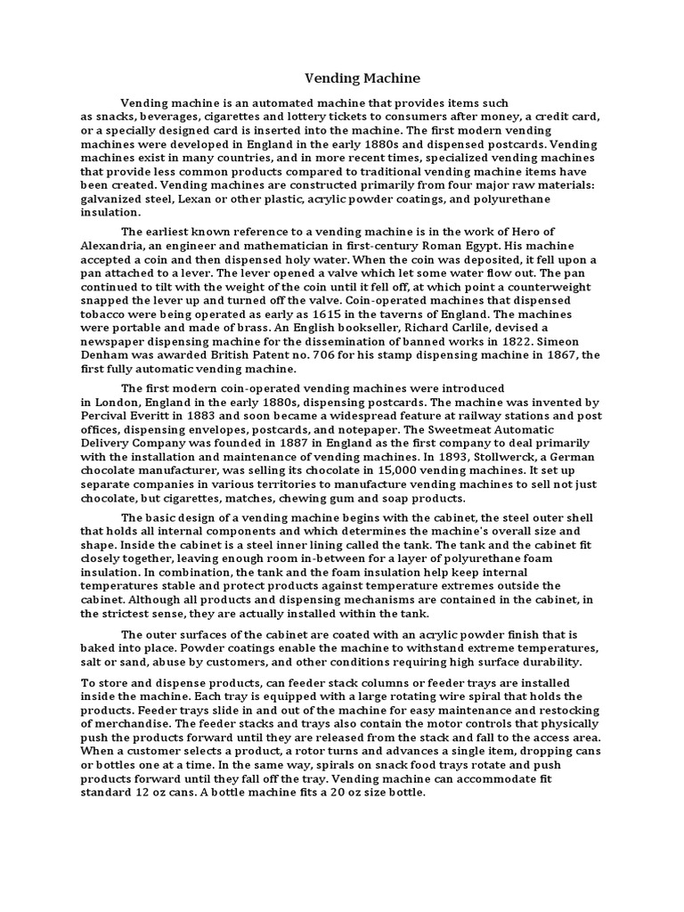 Vending Machine | Download Free PDF | Vending Machine