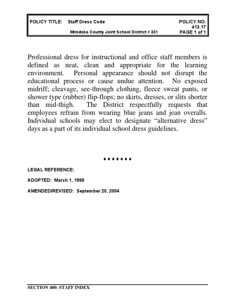 413.17 Staff Dress Code | PDF