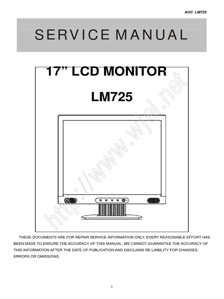 AOC LM725 Service Manual Overview | PDF | Thin Film Transistor Liquid ...