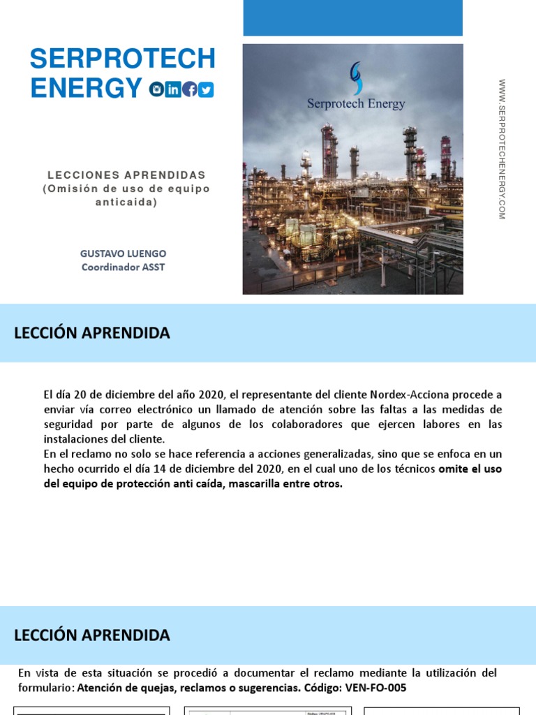 Leeciones Aprendidas Omision de Uso de Equipo Anticaida | PDF