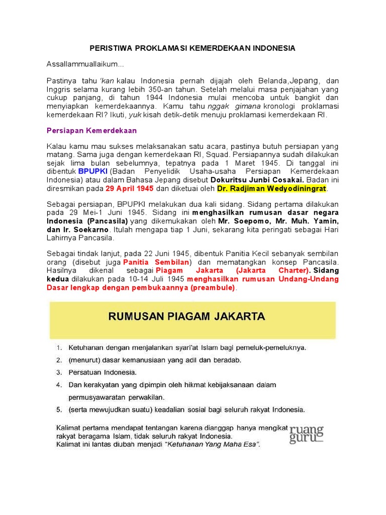 Peristiwa Proklamasi Kemerdekaan Indonesia | PDF