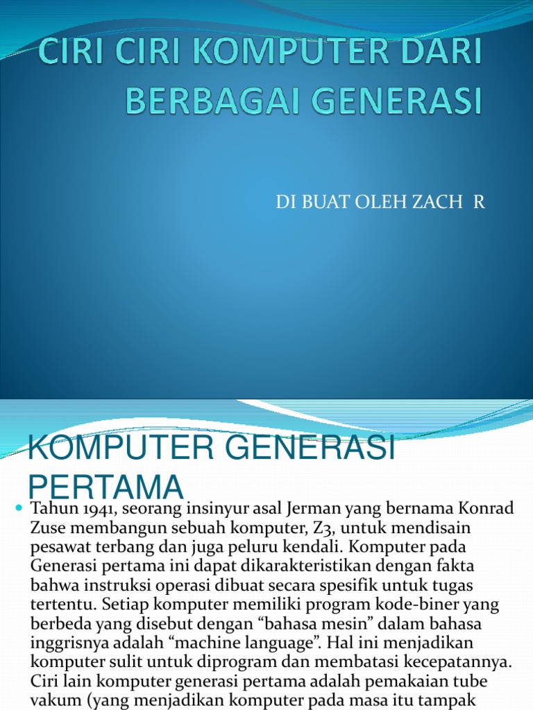 Ciri Ciri Komputer Dari Berbagain Generasi | PDF