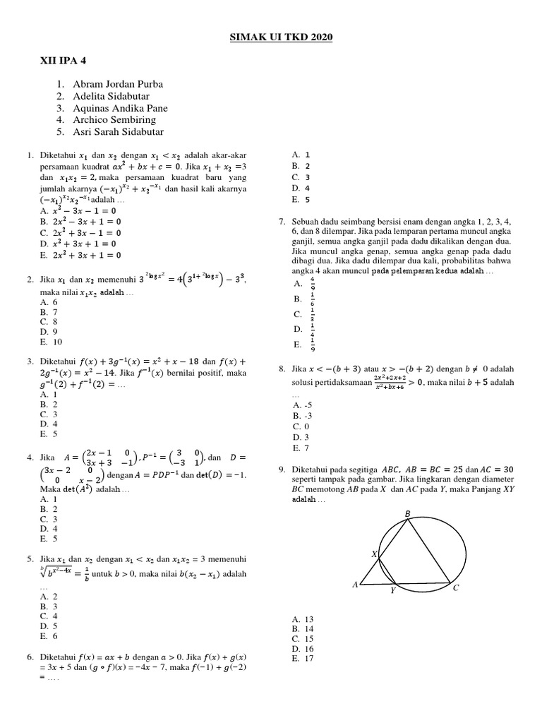 Simak Ui TKD 2020 | PDF