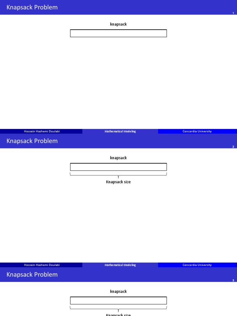 INDU 6121 (4 - Knapsack Problem) | PDF | Mathematical Model | Theoretical Computer Science