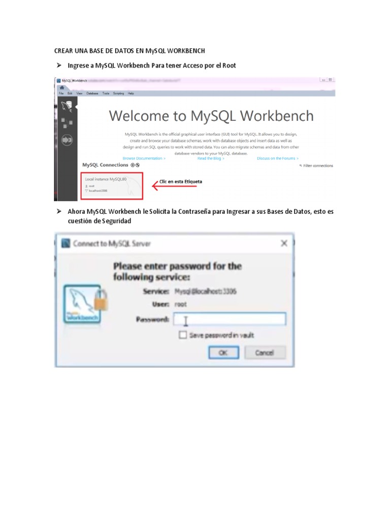 CREAR UNA BASE DE DATOS EN MySQL WORKBENCH | PDF