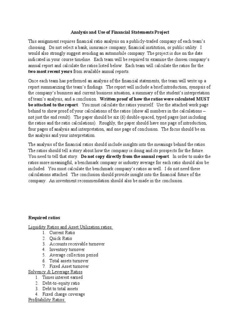 Analysis and Use of Financial Statements Project | PDF | Securities ...
