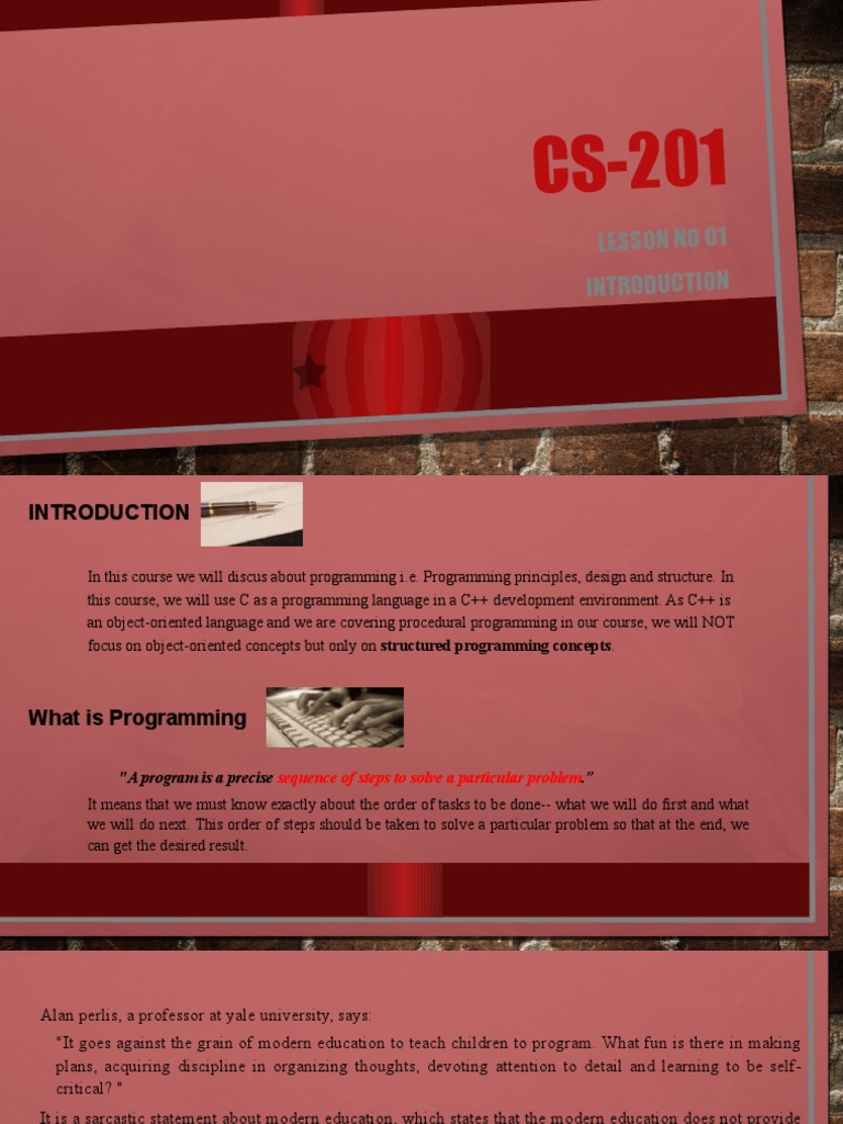 Cs201 Lesson 1 Ppt Files Pdf Computer Programming Computer Program