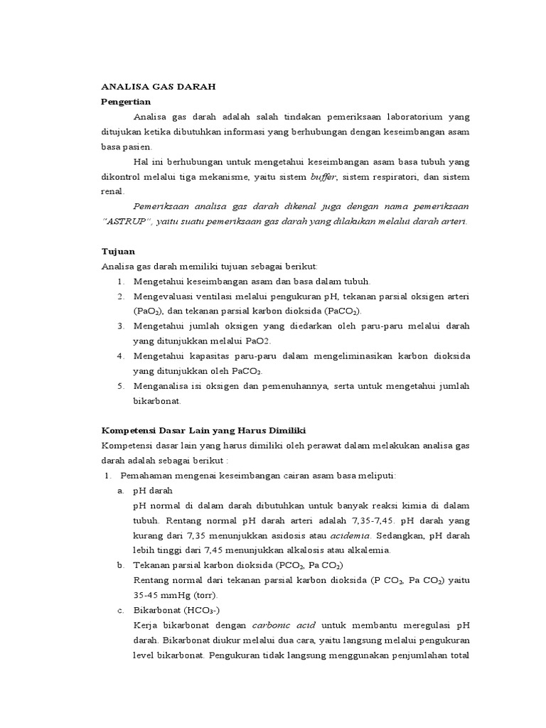 Analisis Gas Darah | PDF