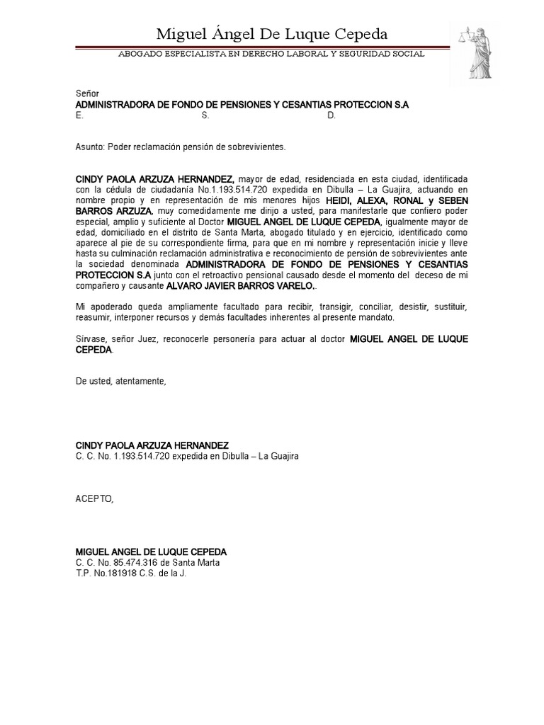 Poder Pension Sobreviviente | PDF