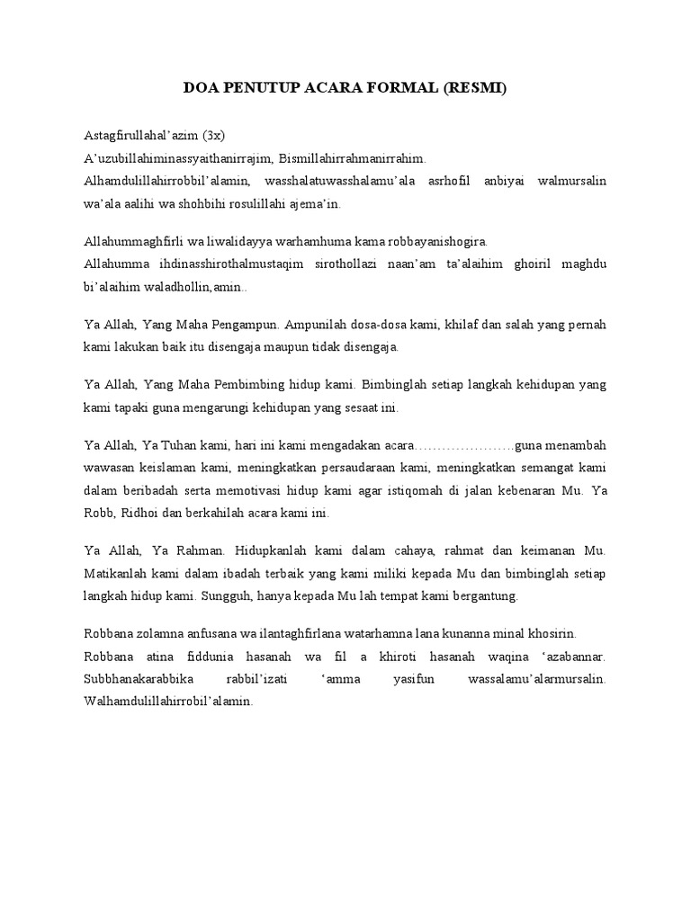 Doa Penutup Acara Formal | PDF