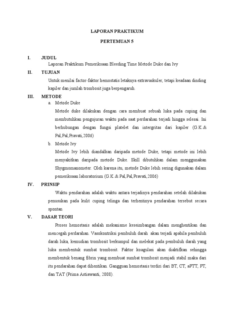Laporan Bleeding Time: Duke & Ivy | PDF | Pengembangan Diri | Sains ...