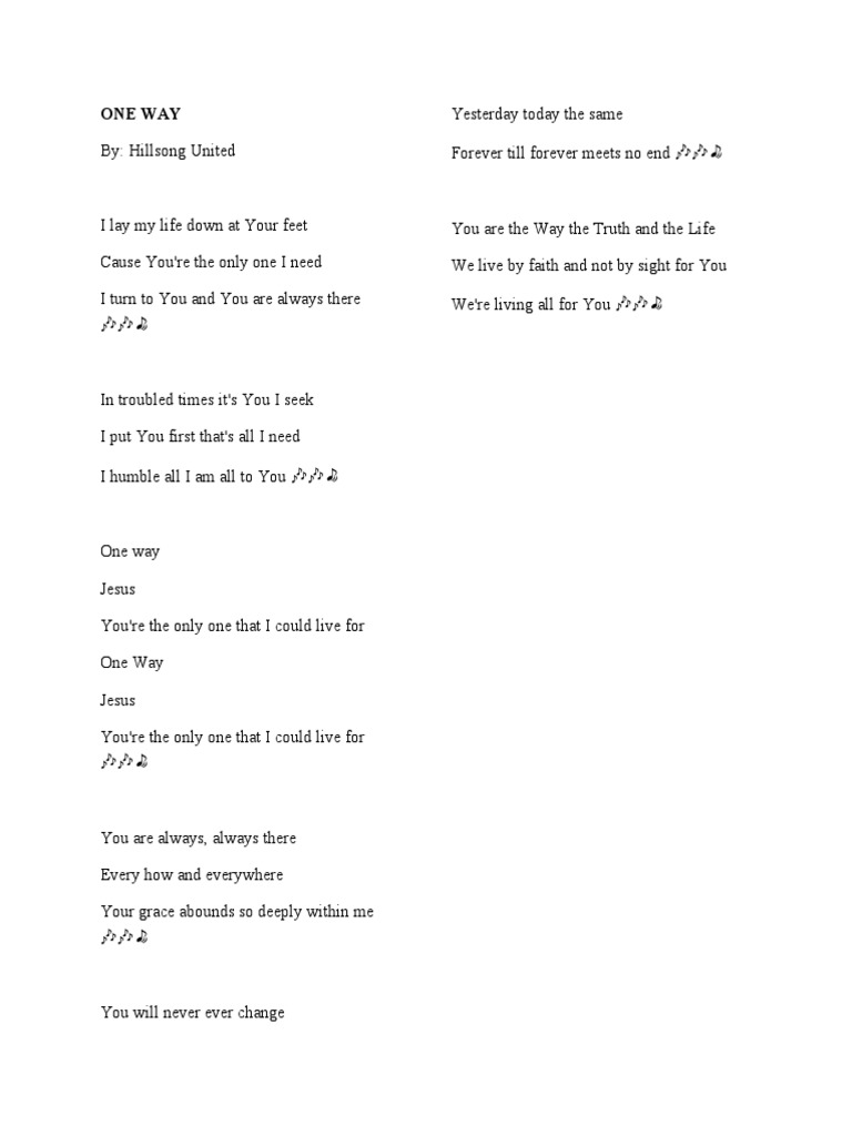 One Way Jesus: Hillsong United Lyrics | PDF | Religion & Spirituality ...
