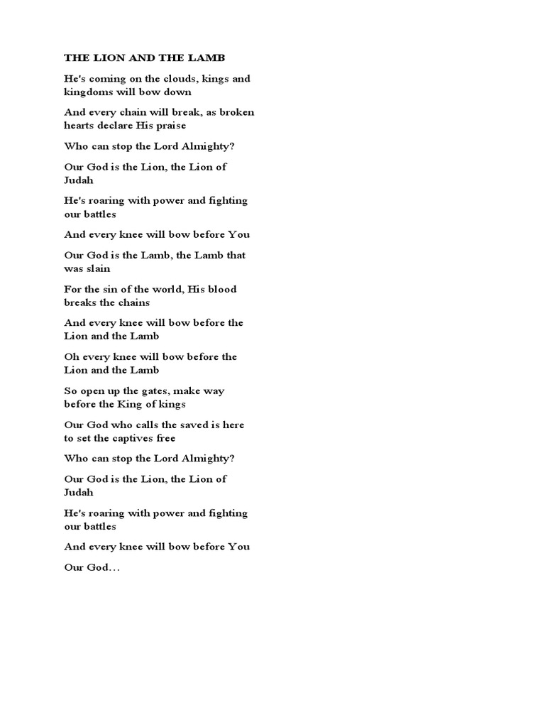 The Lion and the Lamb: A Worship Anthem | PDF | Poetry
