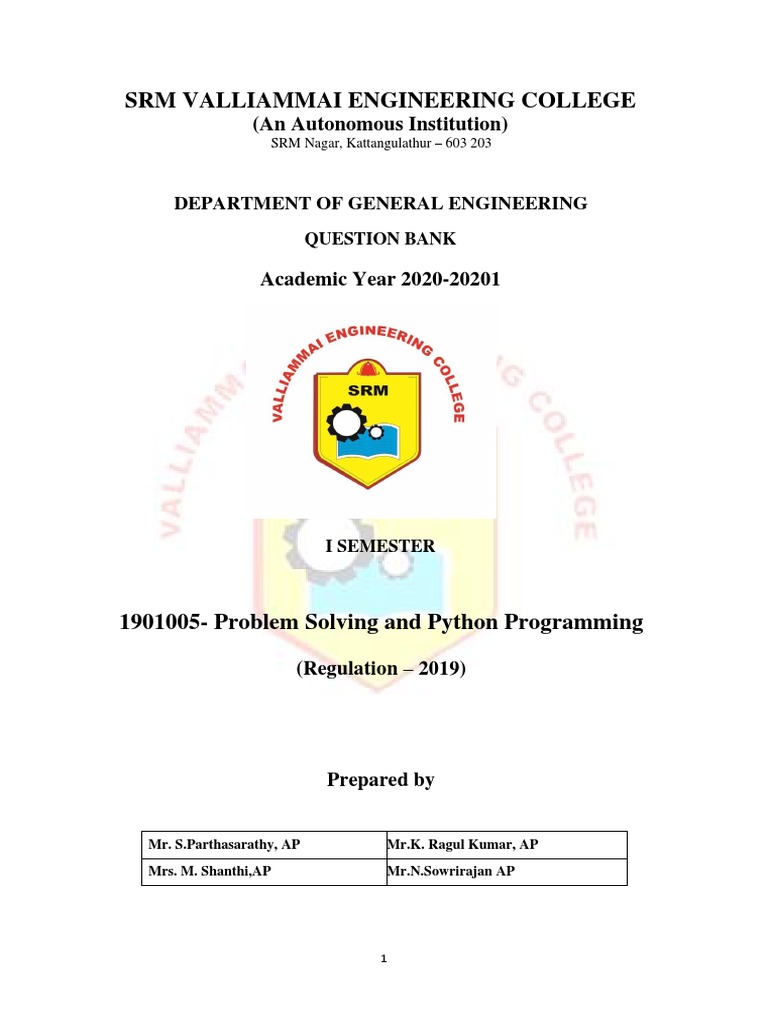1901005-Problem Solving and Python Programming | PDF | Control Flow ...