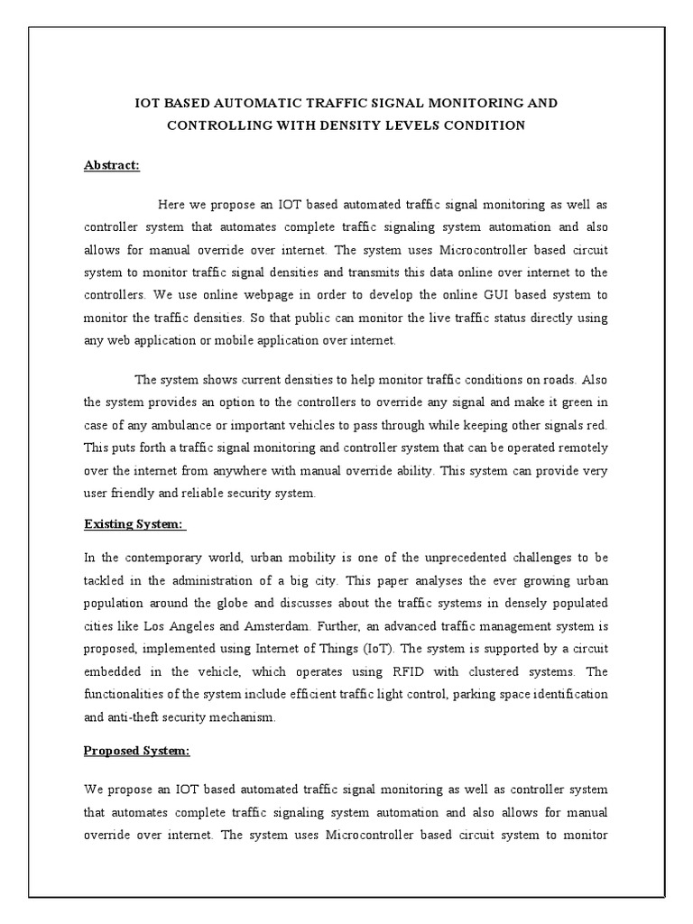 IoT-Based Traffic Signal Control System | PDF | Internet Of Things ...