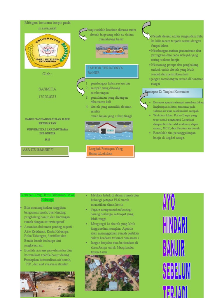 Leaflet Mitigasi Bencana Banjir Pada Masyarakat | PDF