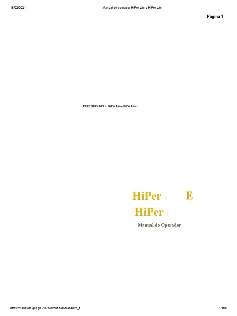 Manual Do Operador HiPer Lite e HiPer Lite | PDF | Sistema de ...