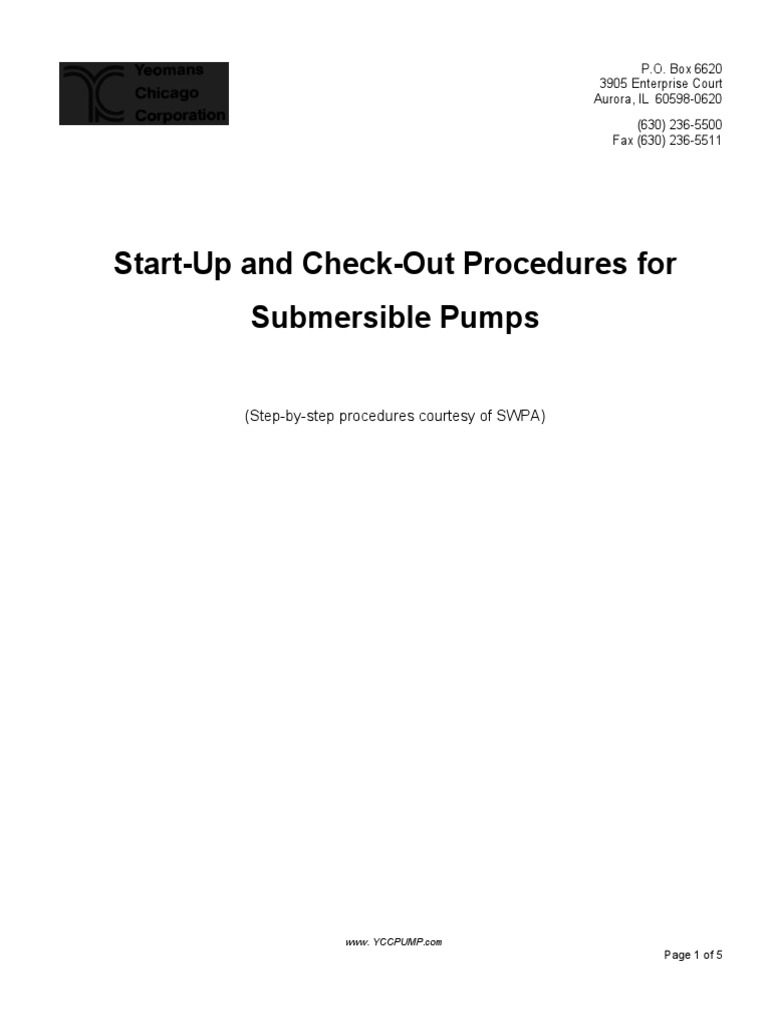 Submersible Pump Start-Up Procedures | PDF | Electric Motor ...