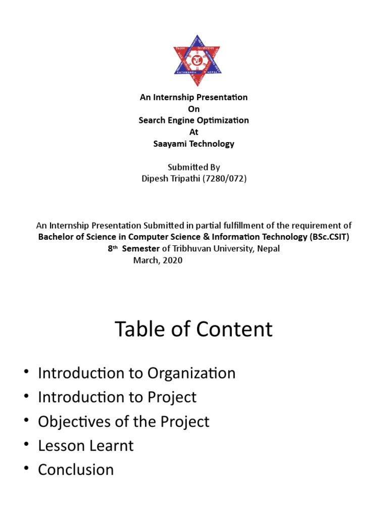 An Internship Presentation On Search Engine Optimization at Saayami ...