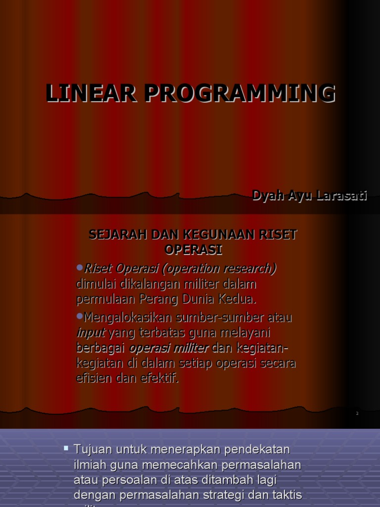 Linier Programming - DAL - 1 | PDF | Komputer