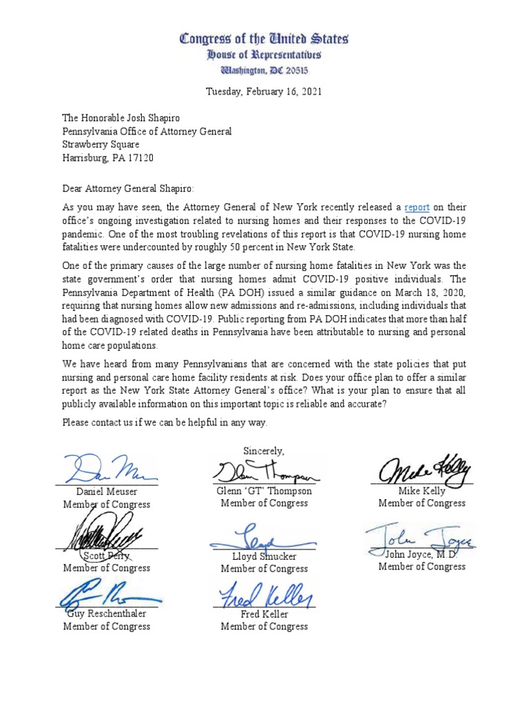 PA Republican Delegation Letter To AG Shapiro | PDF